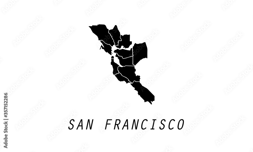San Francisco map city shape vector illustration Stock Vector | Adobe Stock
