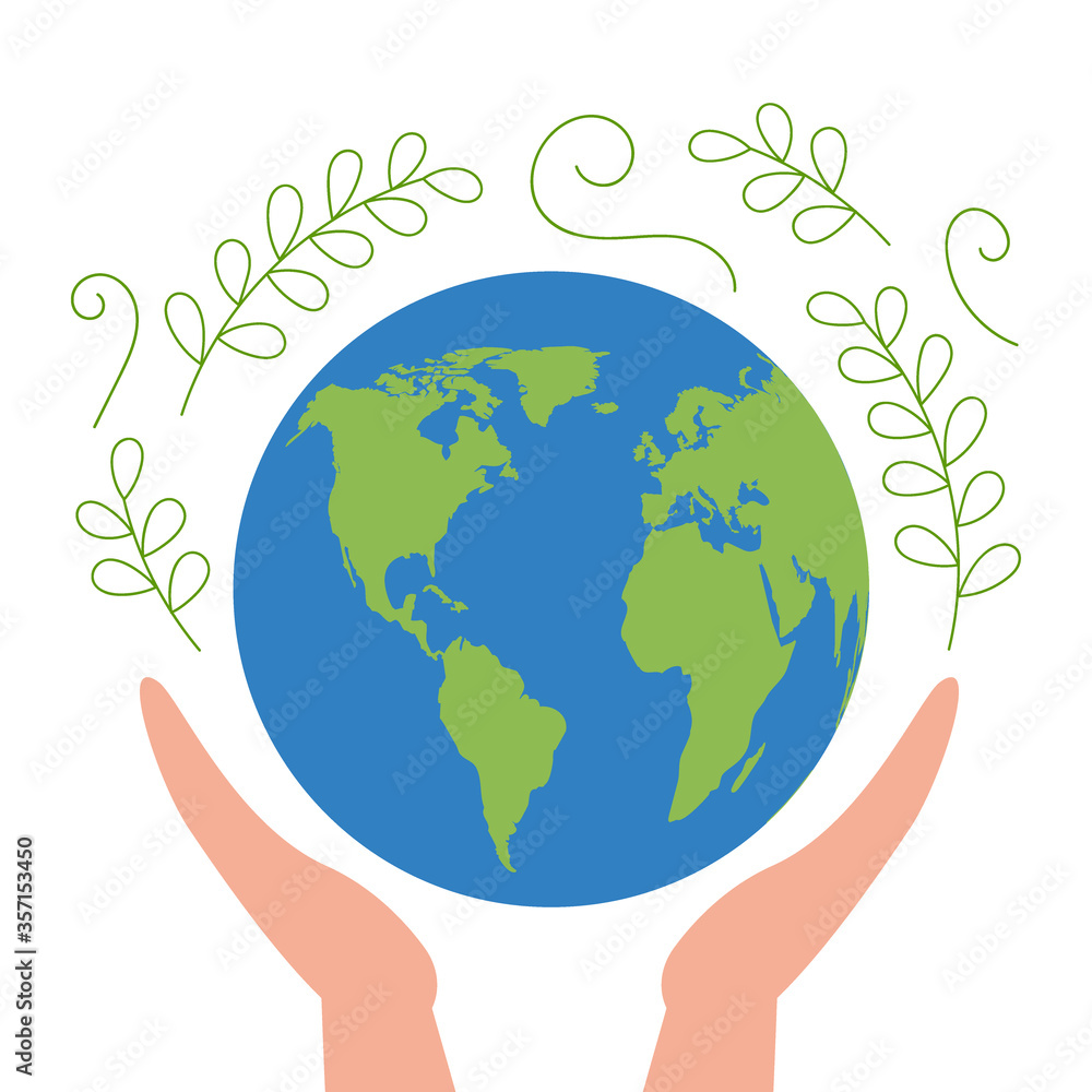 Planet earth in hand protection. Save environment concept. Save planet ...