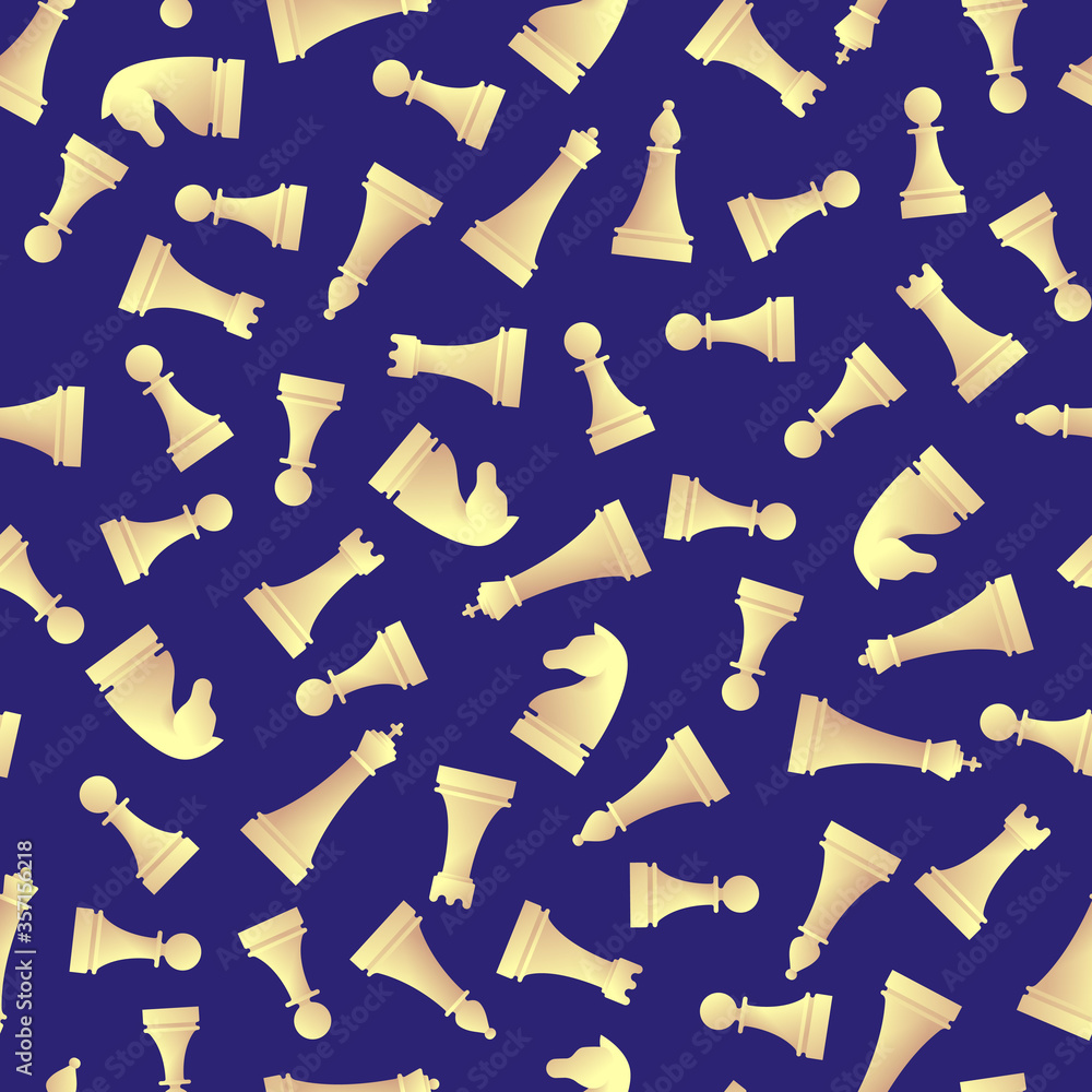 Seamless pattern with white chess pieces. Chess elements repeated ...
