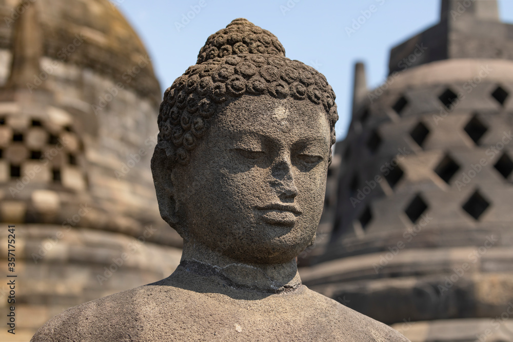 Representation of the exposed Buddha, reaching Nirvana, on top of the ...