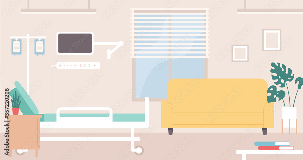 Hospital room interior. Hospital ward intensive therapy emergency ...