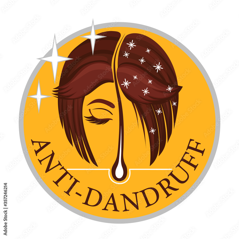 Anti-dandruff flakes free icon. Vector flat logo of a healthy hair ...