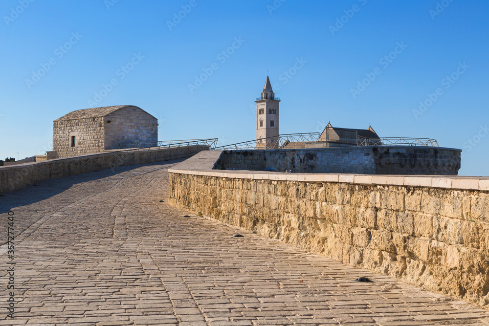 Beautiful embankment with large arches and towers. Stone pavement Stock ...