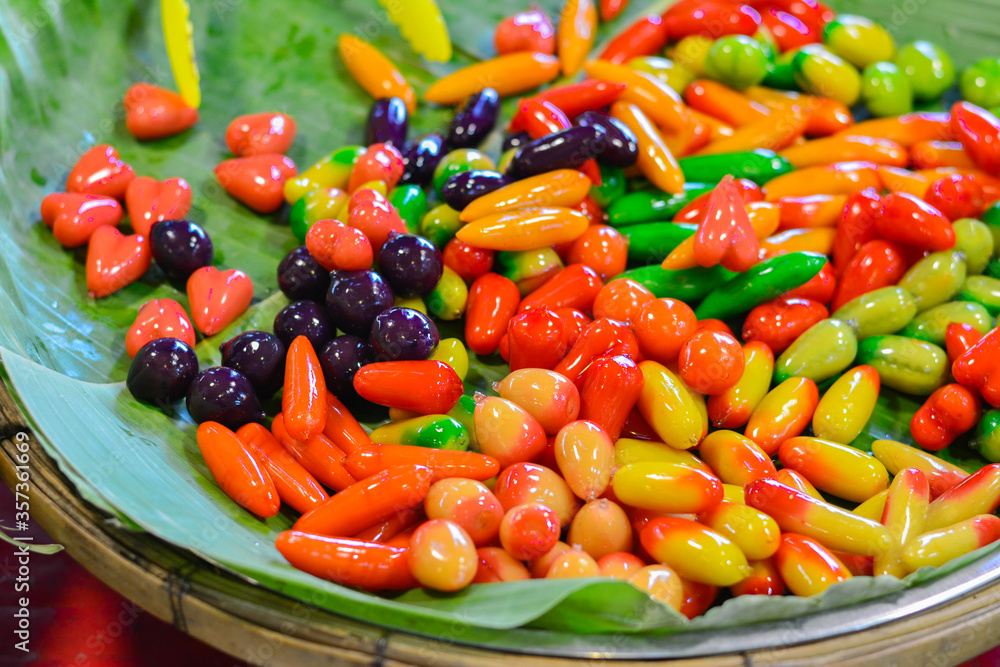 (Look Chup) made from mung bean paste, coconut milk, sugar and coating ...