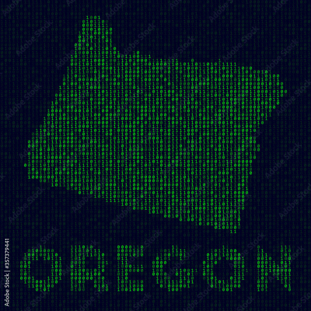 Digital Oregon logo. US state symbol in hacker style. Binary code map ...
