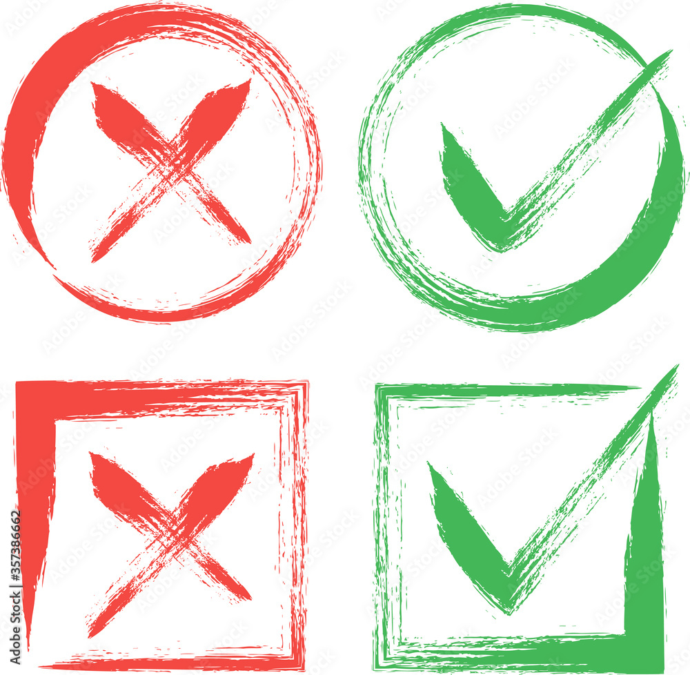 Vector de Stock Tick and Cross sign elements. vector buttons for vote ...
