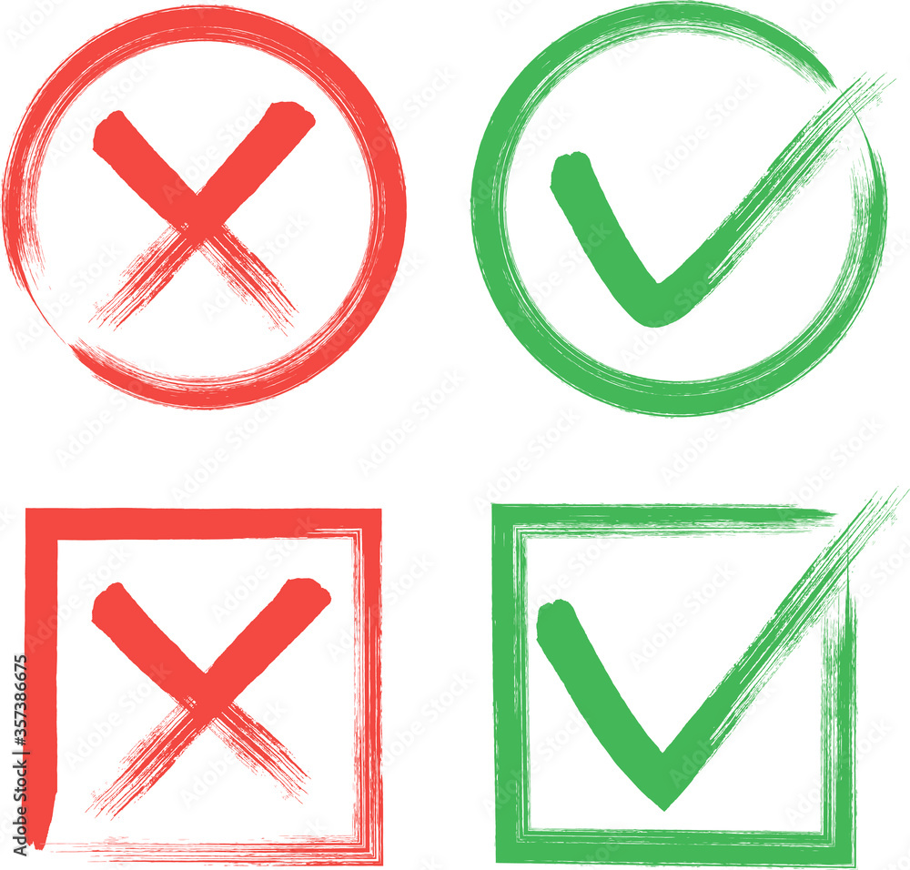 Tick and Cross sign elements. vector buttons for vote, election choice ...