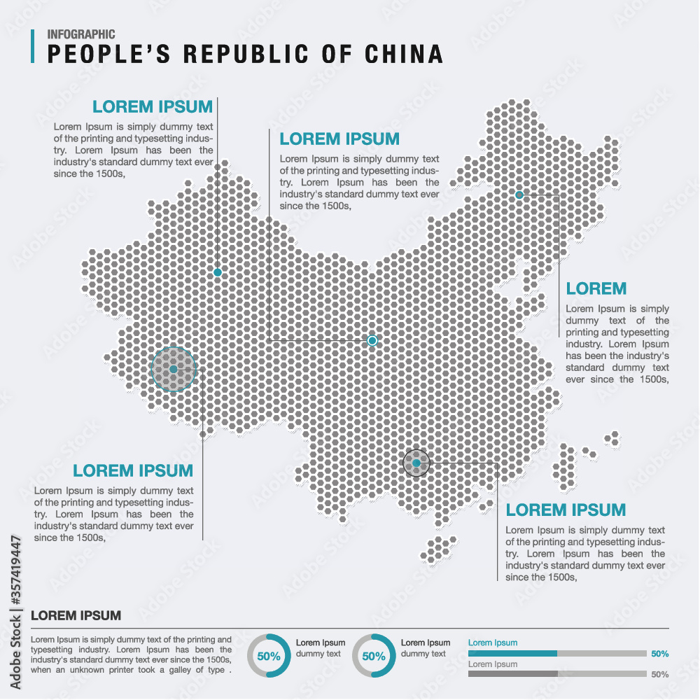 Vector de Stock China country map infographics vector with pointer ...