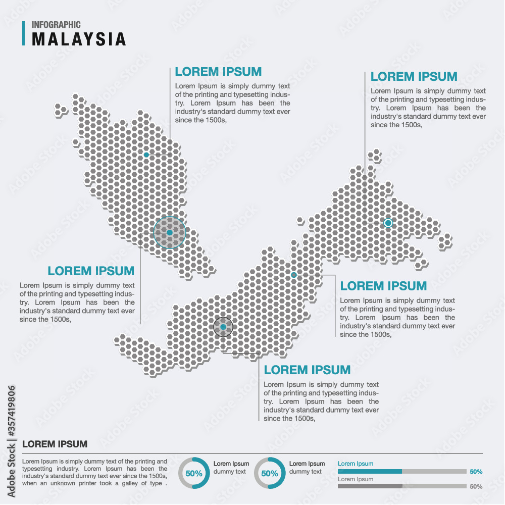 Vector de Stock Malaysia country map infographics vector with pointer ...