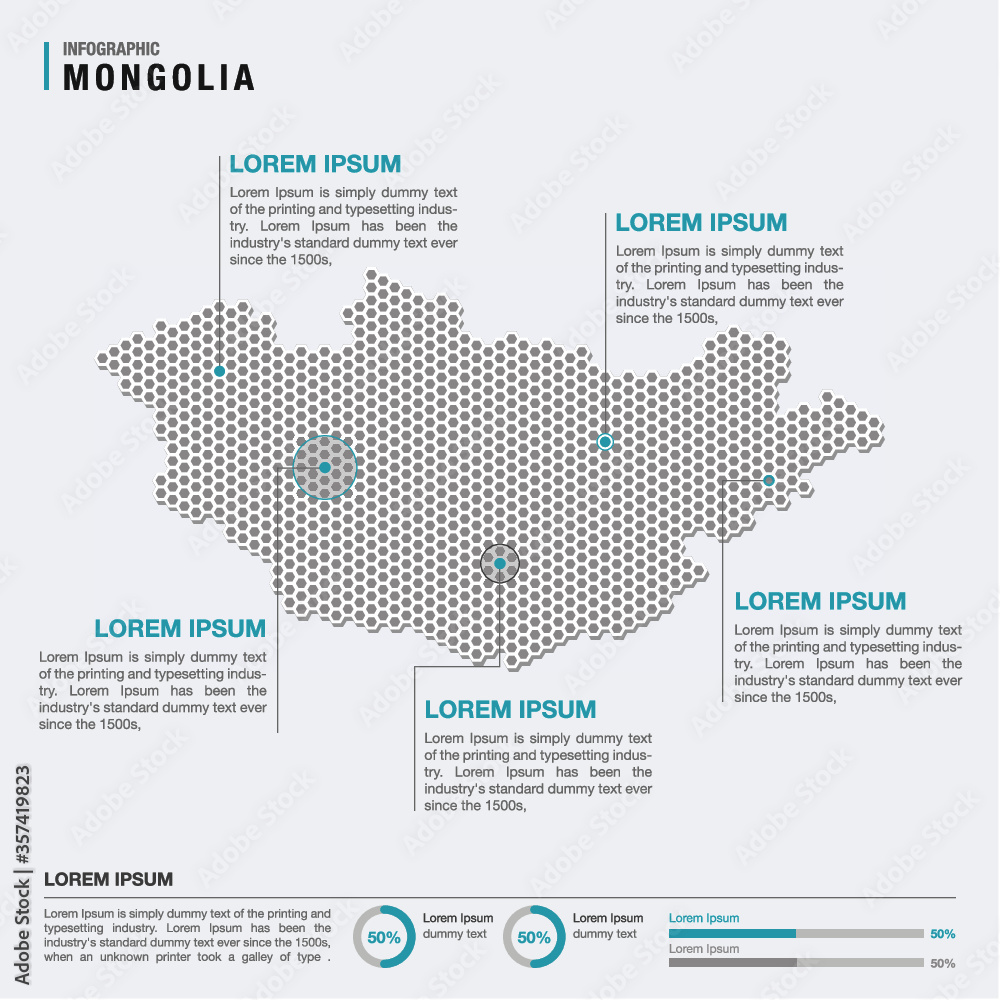 Vector de Stock Mongolia country map infographics vector with pointer ...
