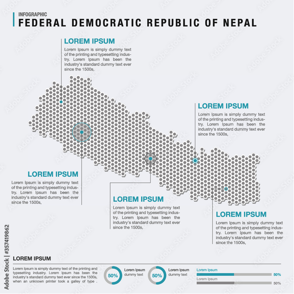 Vector de Stock Nepal country map infographics vector with pointer ...