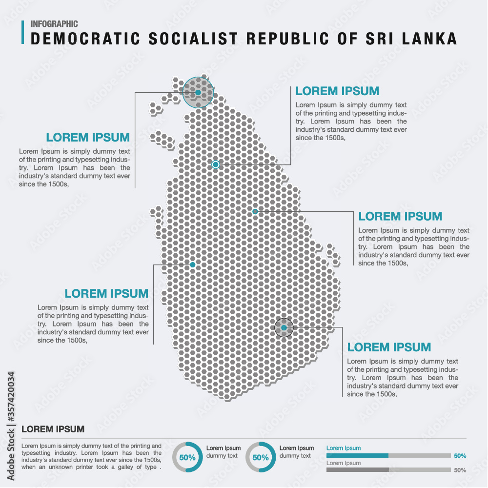 Sri Lanka country map infographics vector with pointer marks and circle ...