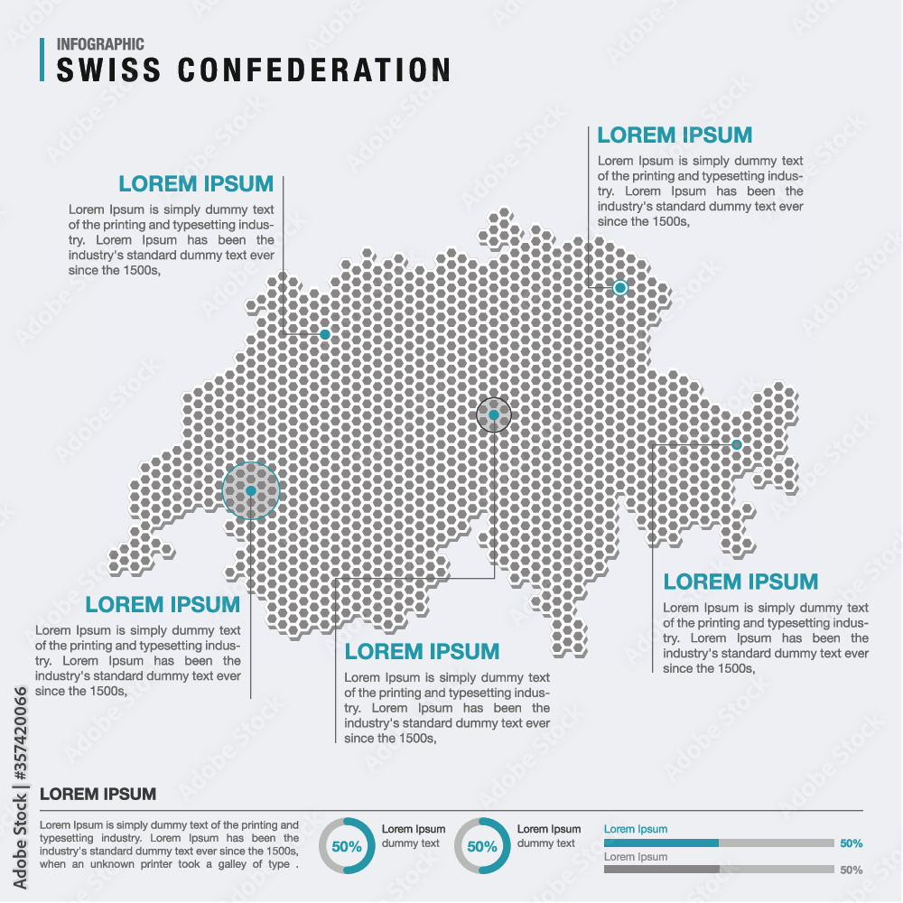 Vetor Switzerland country map infographics vector with pointer marks ...