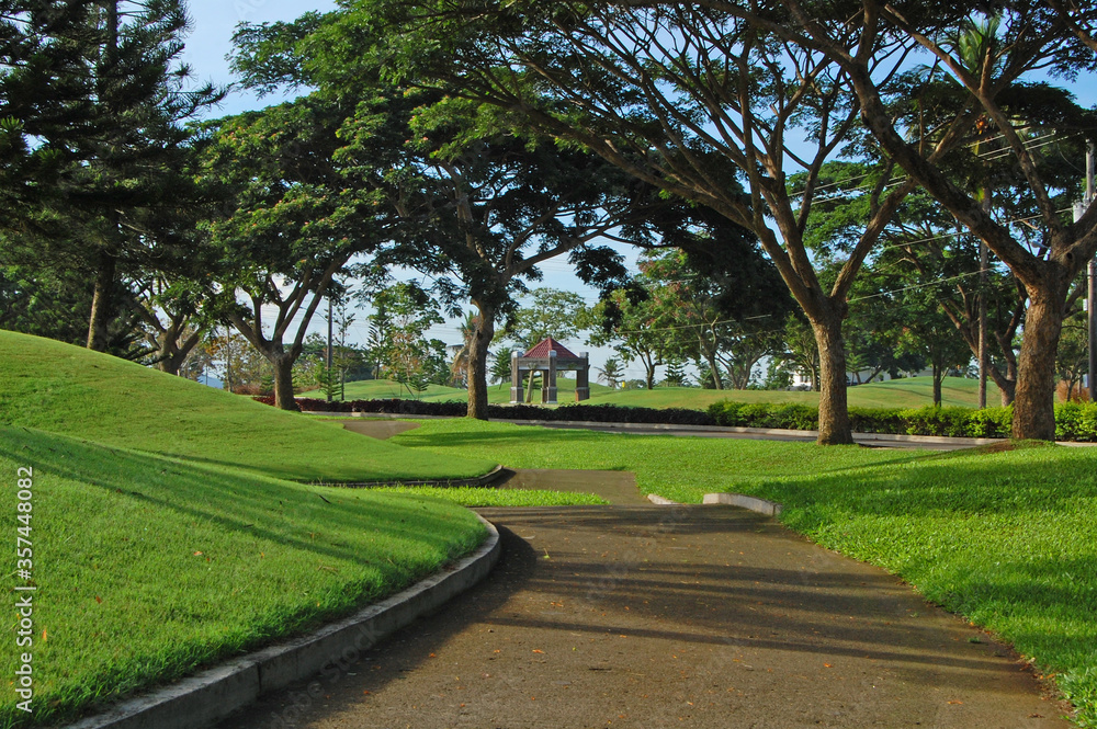 Golf course pathway at Mount Malarayat in Lipa, Batangas, Philippines ...