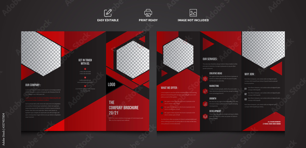 Trifold Brochure. Red Color Business, Advertising, Company Brochure ...