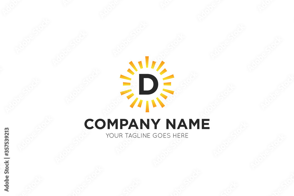 Initial letter d sun, solar logo and icon vector illustration Stock ...