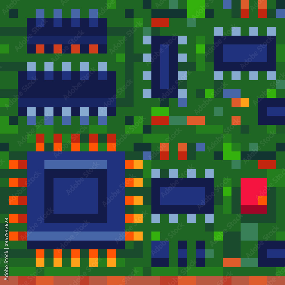 Chip texture tile seamless pattern for pixel art style game, high tech ...