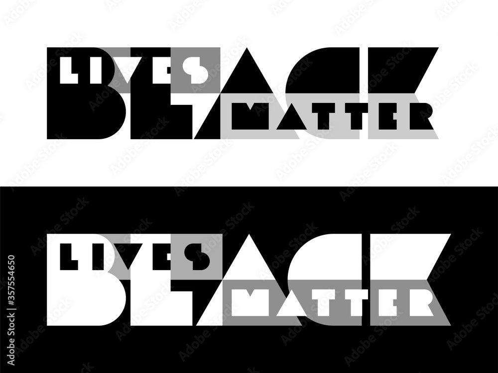 BLACK LIVES MATTER typography. Minimalistic lettering on black and ...