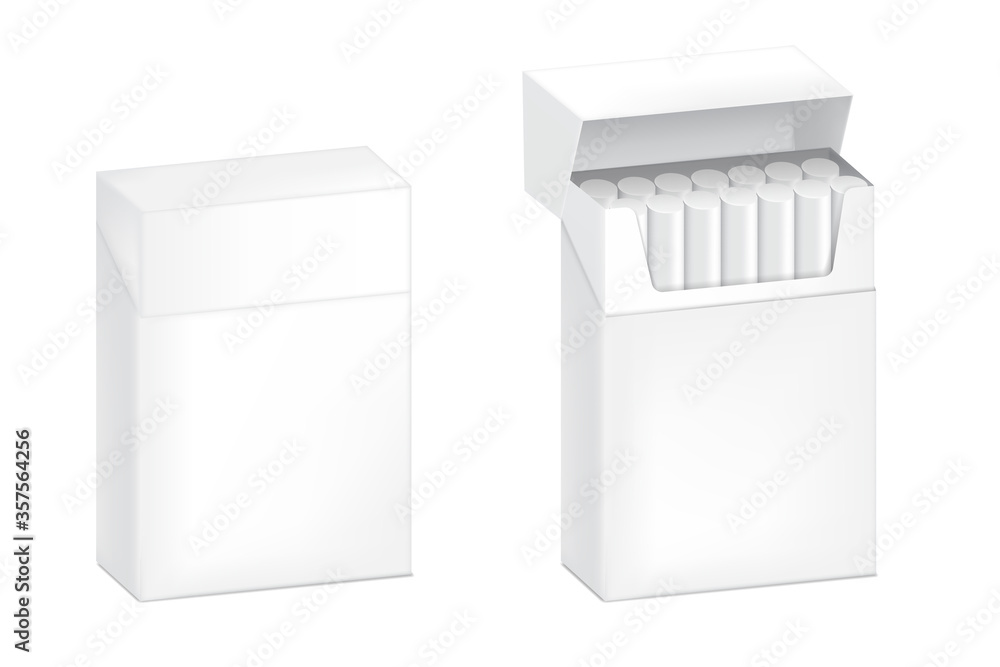 3D realistic Mock up cigarette Box Packaging. Unhealthy merchandise ...