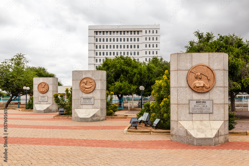 Botswanian independence fight memorial, central park, Gaborone ...