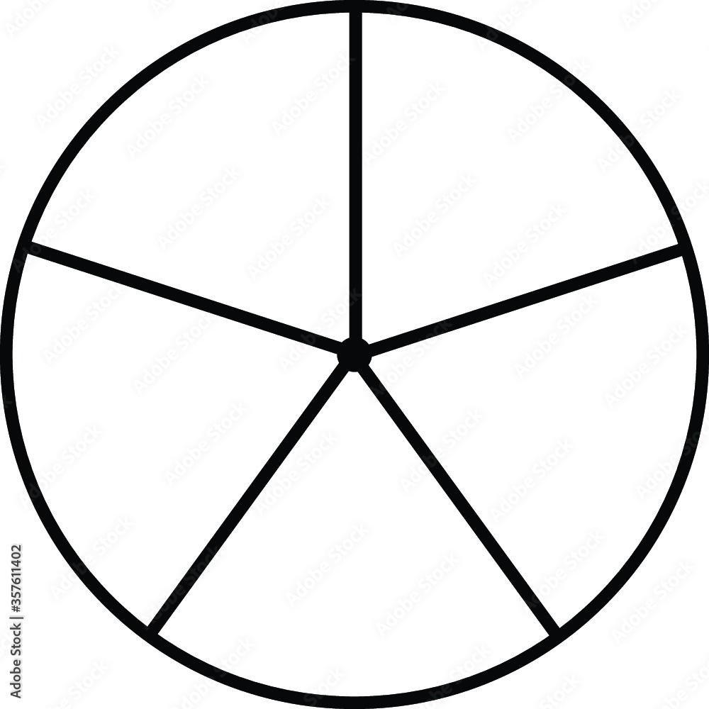 circle divided into 5 parts equal parts, black outline Stock Vector ...