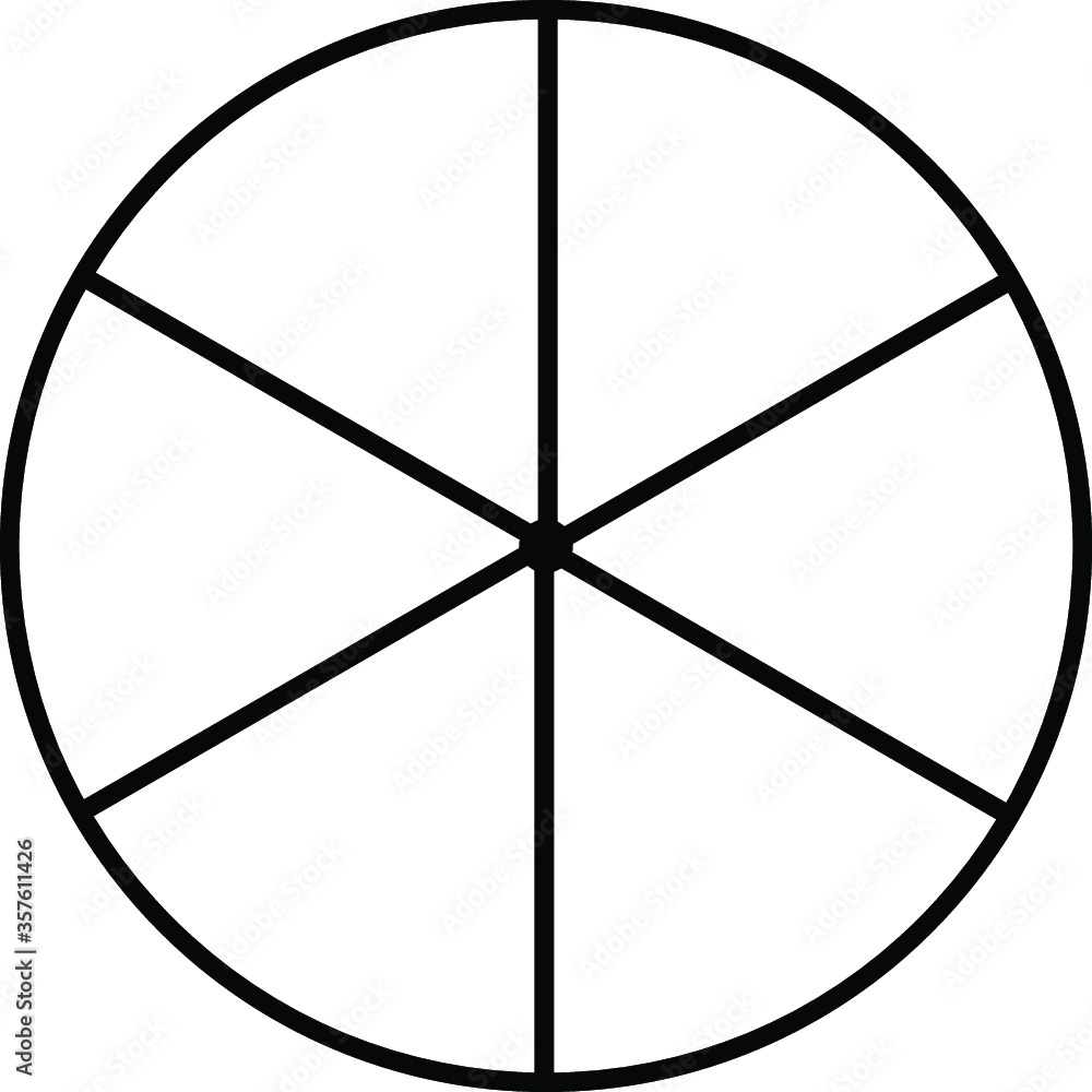 circle divided into 6 parts equal parts, black outline Stock Vector ...