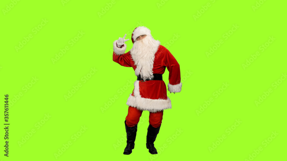 Santa Claus performing dance on green screen background, chroma key ...