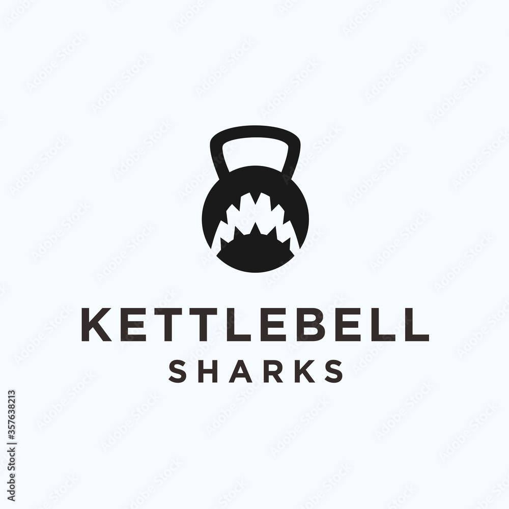 Gym shark logo. kettlebell icon Stock Vector | Adobe Stock