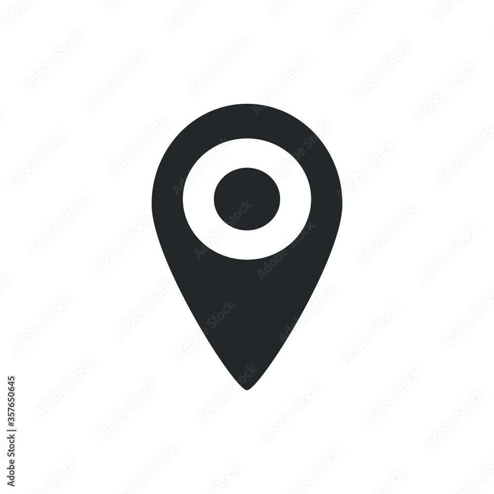 location pointer icon black color emblem. logo, map vector illustration ...