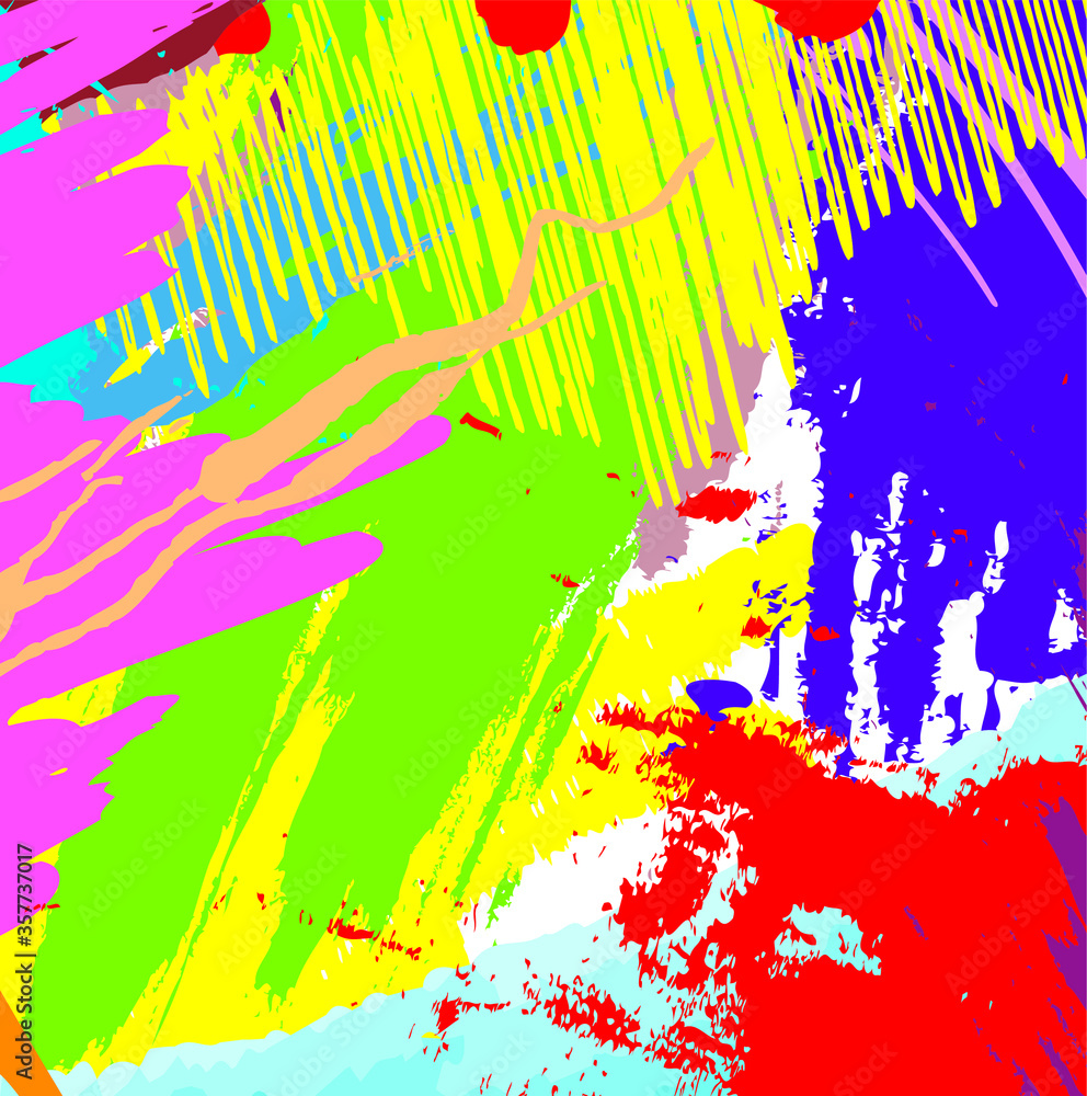 Abstract colourful paint brush and strokes, scribble lines pattern ...