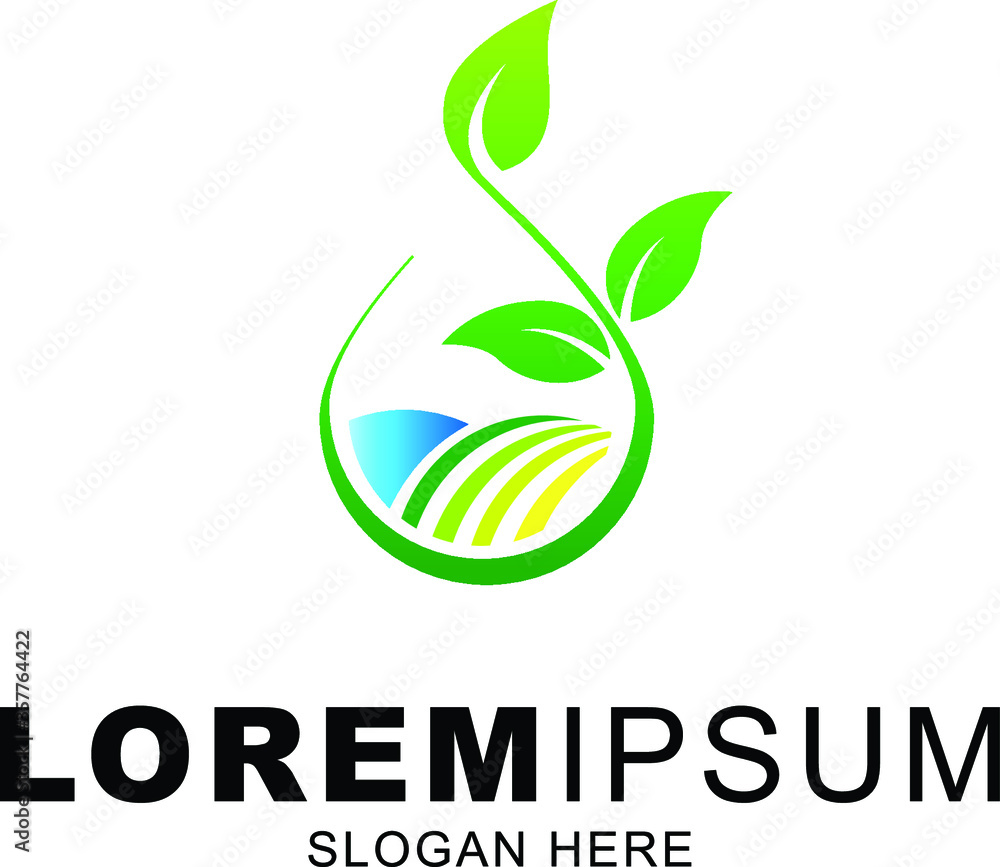 agro and farm logo vector with growing leaf Stock Vector | Adobe Stock