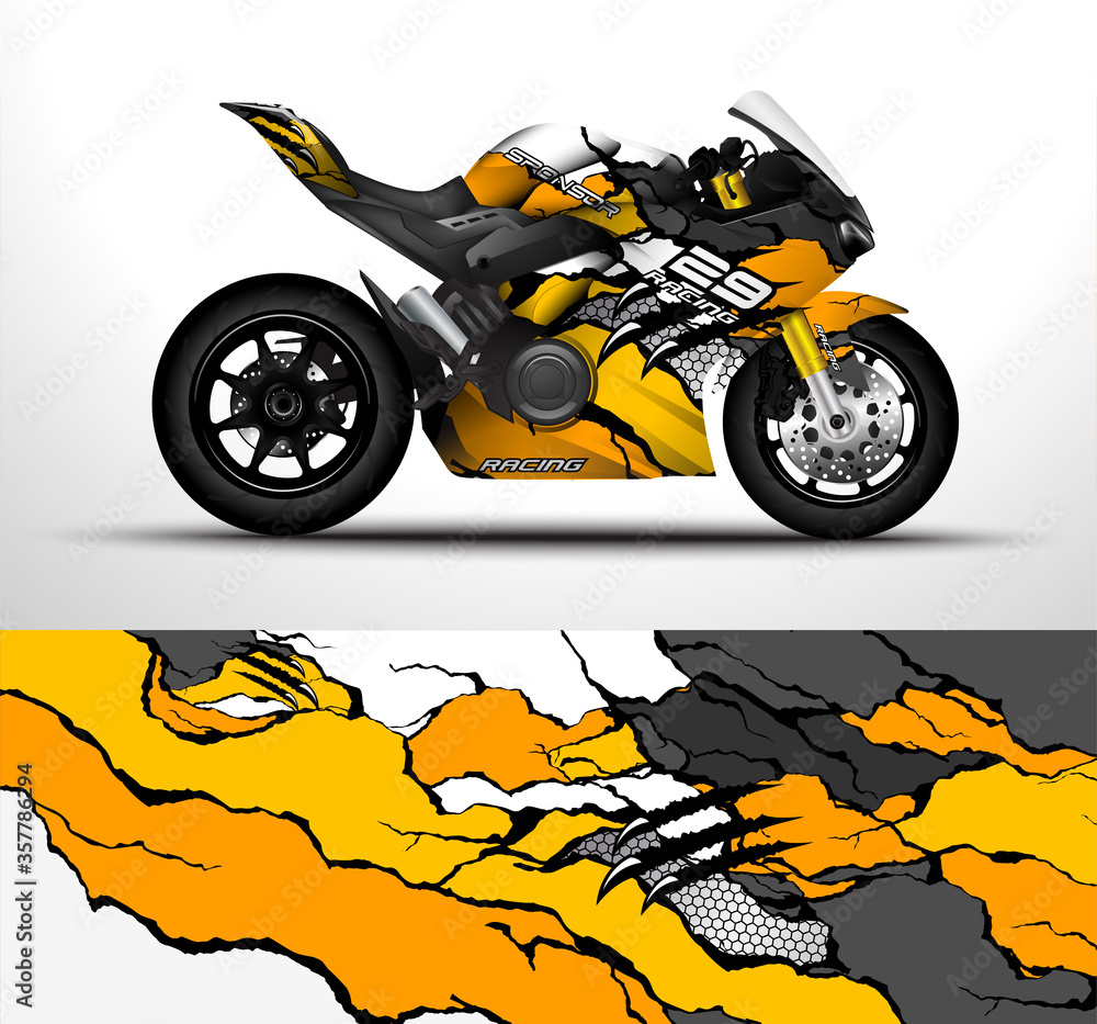 Motorcycle wrap decal and vinyl sticker design. Concept graphic ...