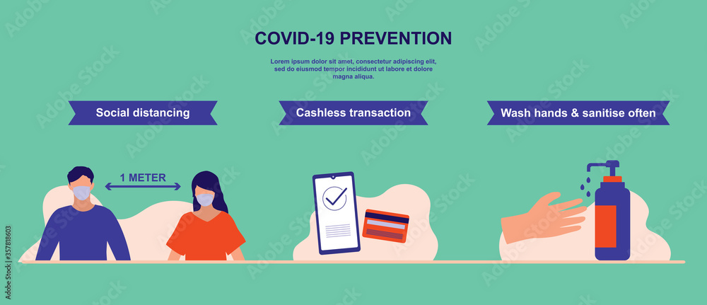 Reminder For Social Distancing, Cashless Transaction And Hand Washing ...