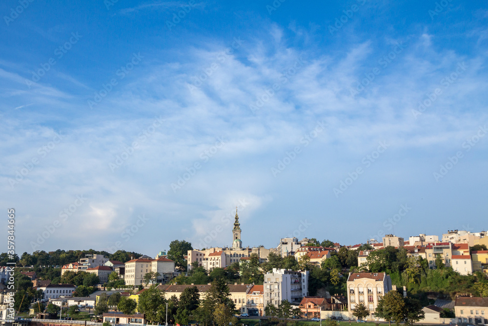 Panorama of the old city of Belgrade with a focus on Saint Michael ...