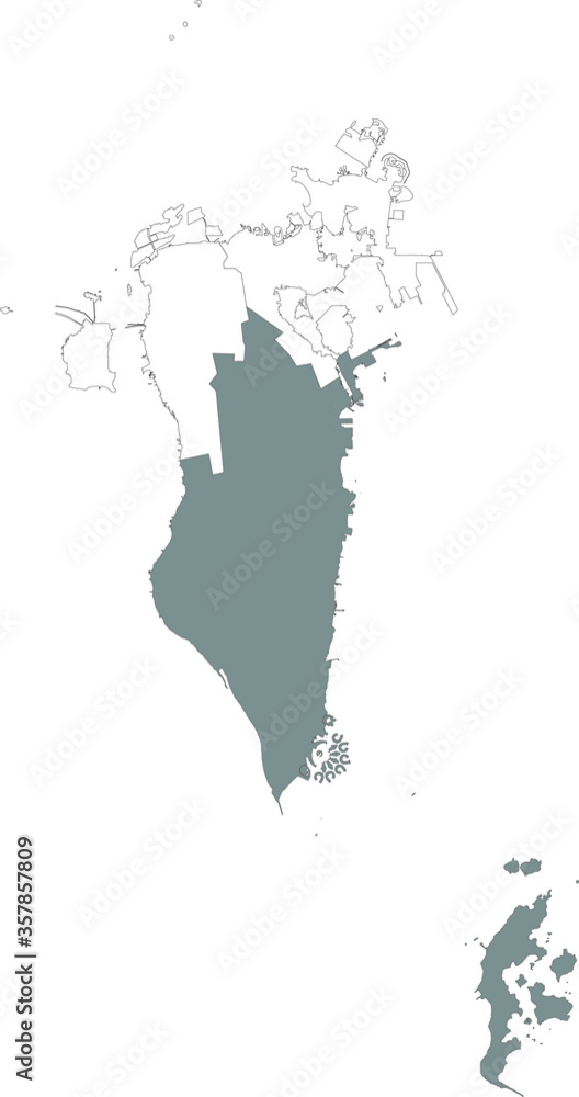 Grey Location Map of Bahraini Southern Governorate within White Map of ...