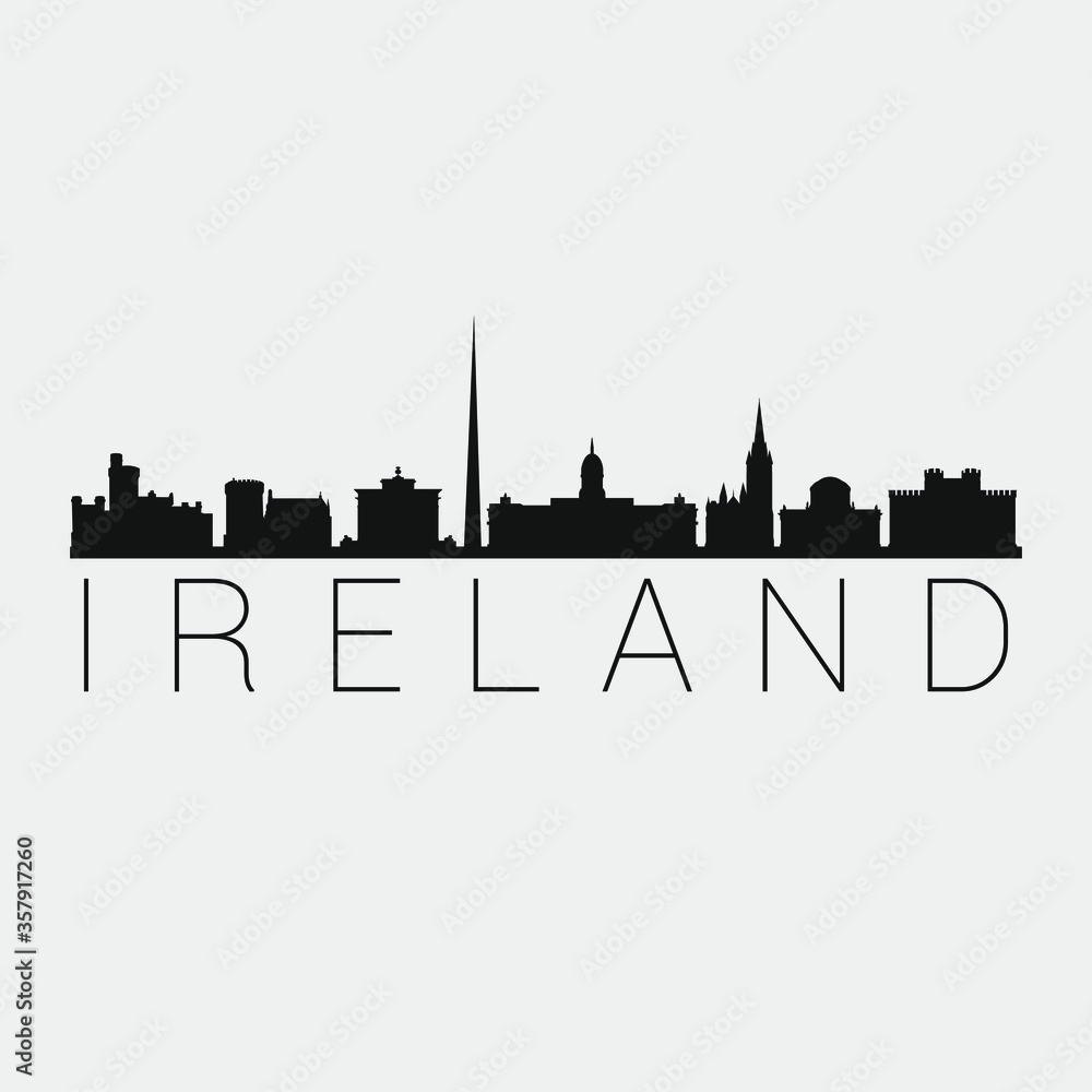 Ireland Skyline Silhouette City. Design Vector. Famous Monuments ...