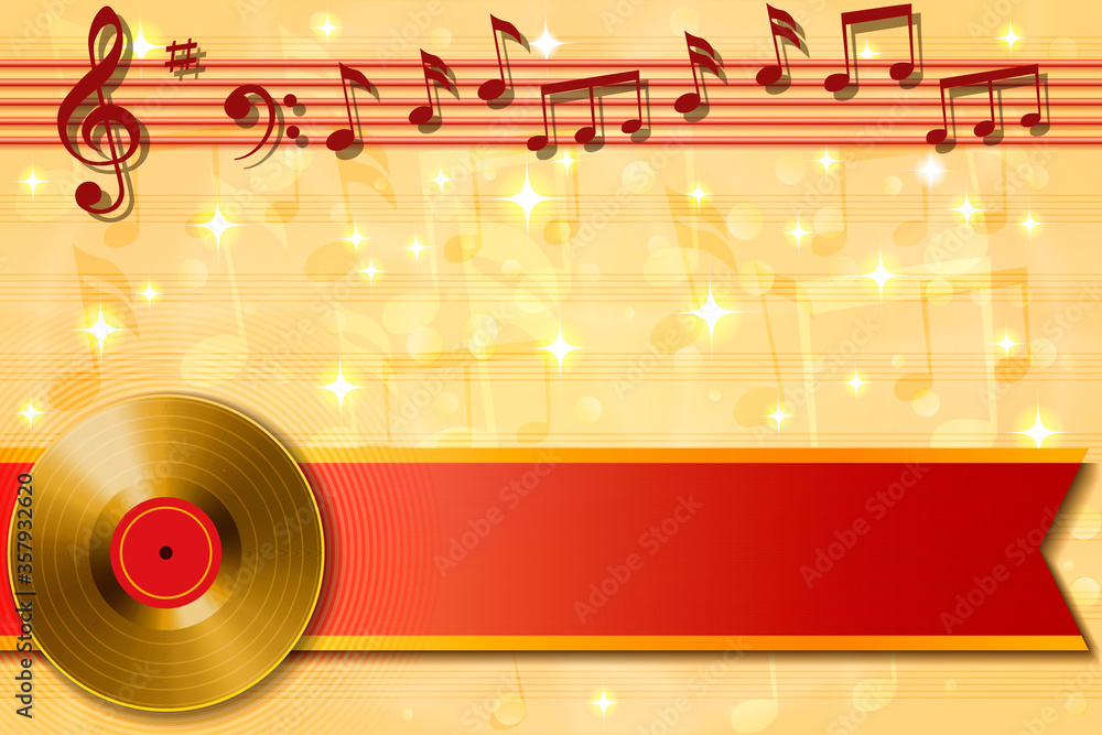 music background with gold vinyl record. Stock Vector | Adobe Stock
