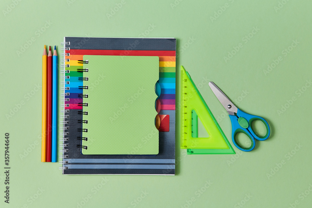 Welcome back to school background. School supplies. Stationery. New ...