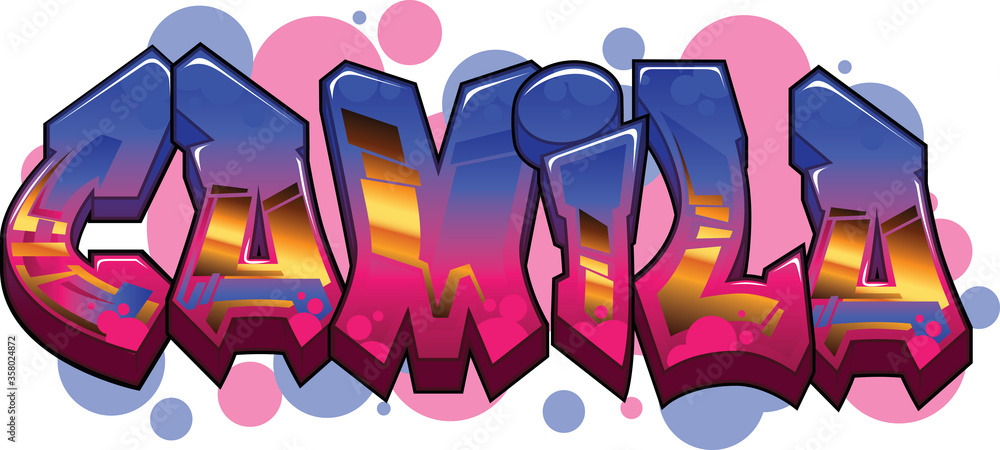 Camila Name Text Graffiti Word Design Stock Vector | Adobe Stock