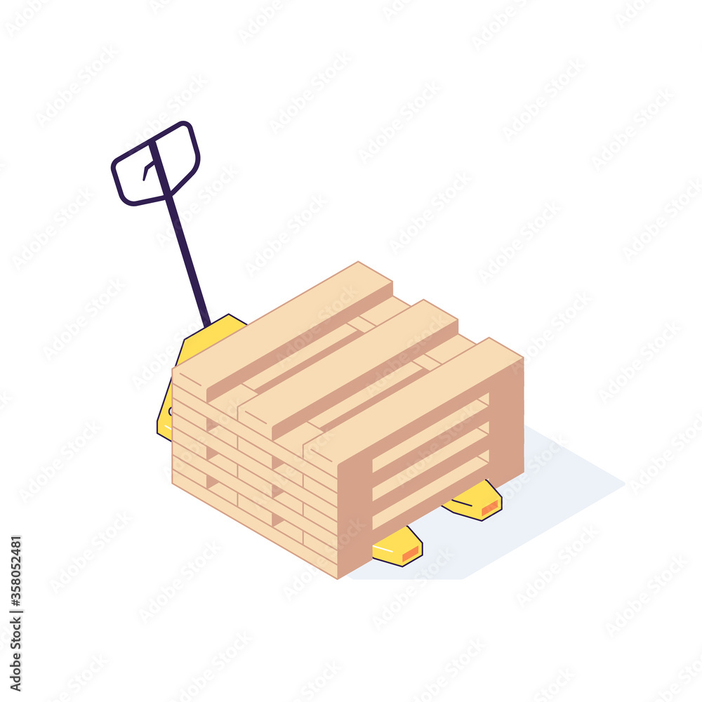 Isometric warehouse transport pallets equipment load. 3d storage ...