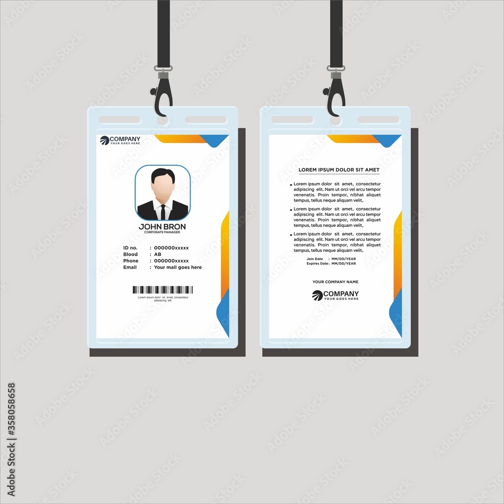 Modern ID Card Design Template, Identification card vector illustration ...