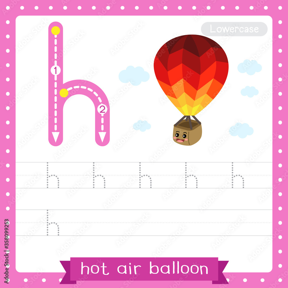 Letter H lowercase tracing practice worksheet. Hot Air Balloon Stock ...