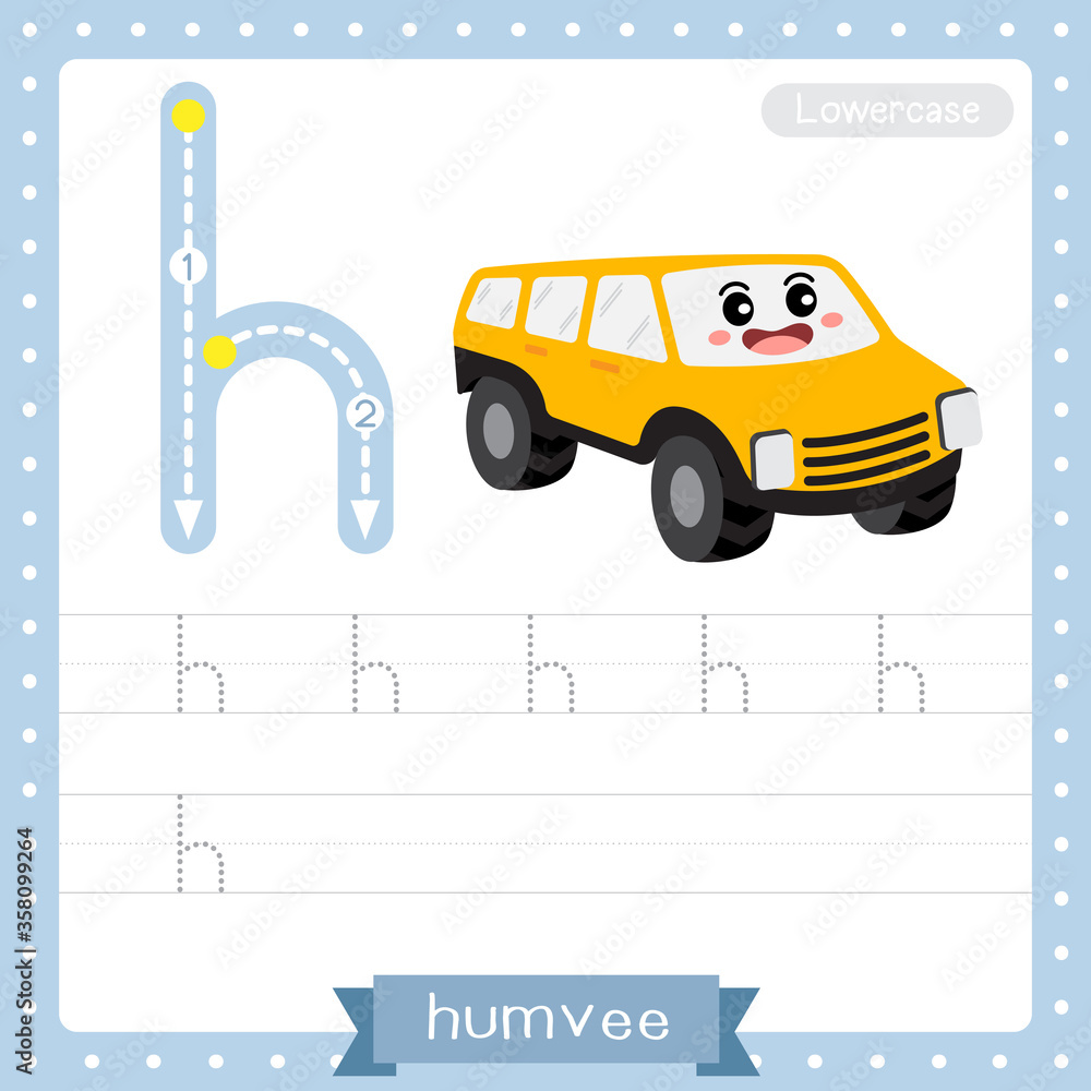 Letter H lowercase tracing practice worksheet. Humvee Stock Vector ...