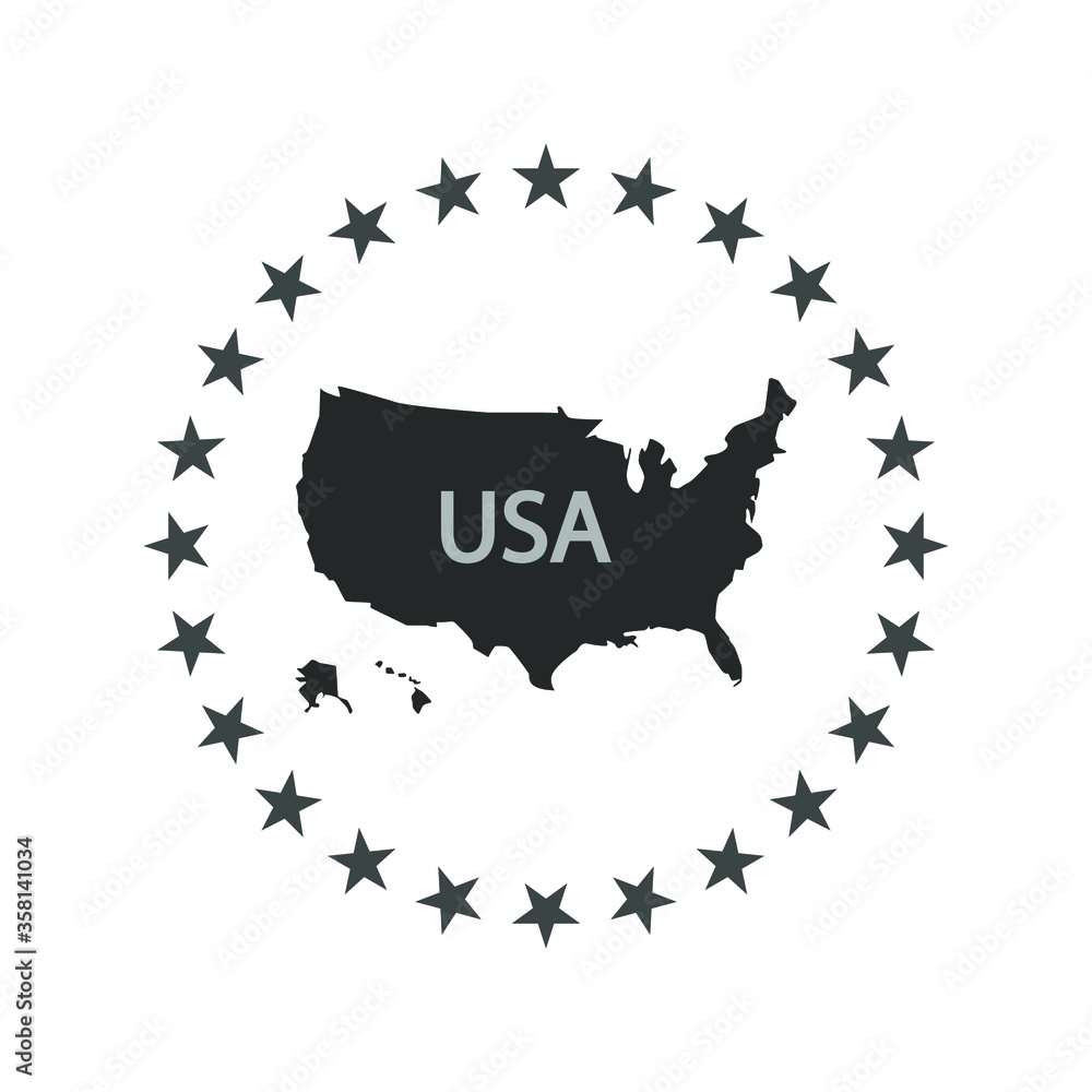 USA map in a circle of stars on a white background vector illustration ...