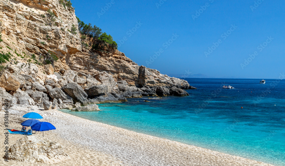 Sardinia, holidays, Cala Biriola Beach, sea with crystal clear azure ...
