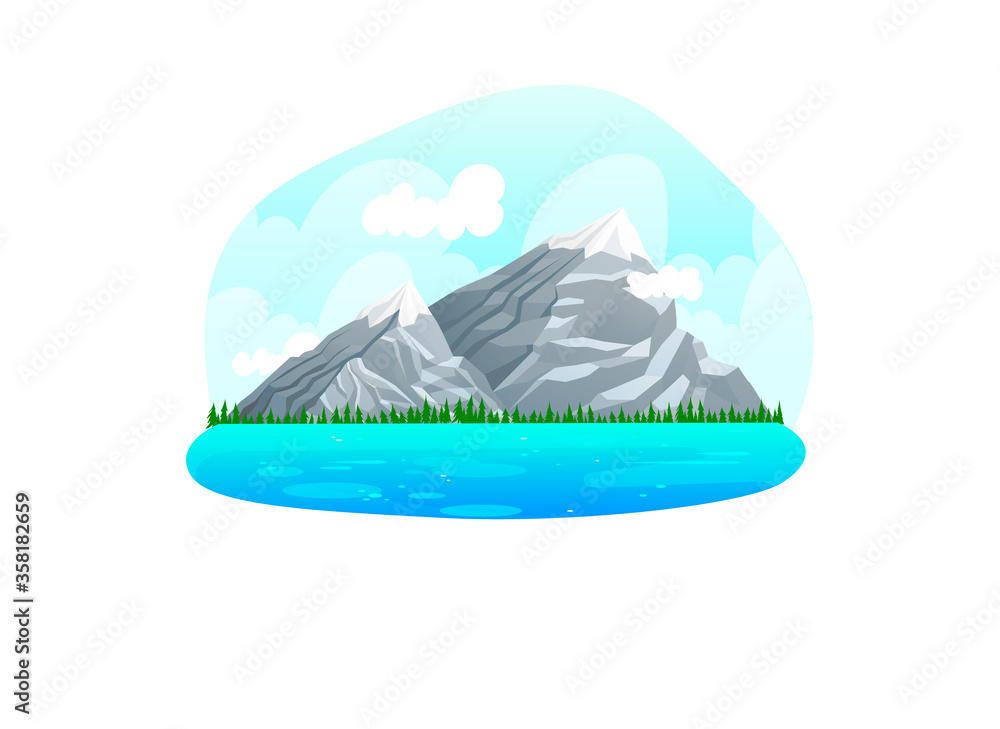 Alpine mountain range natural landscapes, wild area margin mountain ...