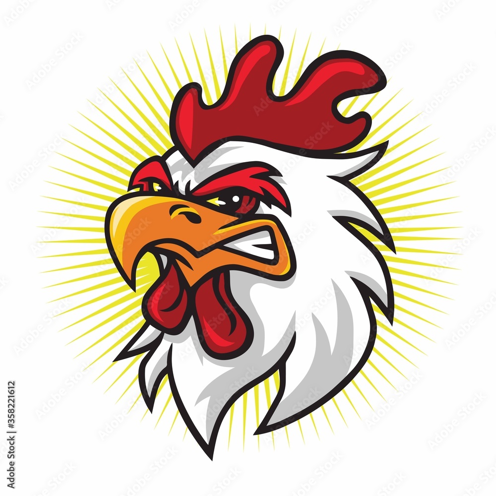 Angry Rooster Head Mascot Logo Premium Vector Cartoon Illustration ...