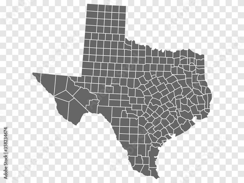 Texas map on transparent background. State of Texas map with regions in ...
