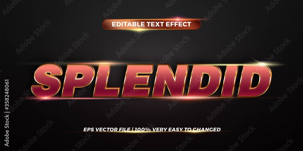 Text effect in 3d Splendid words text effect theme editable metal red ...