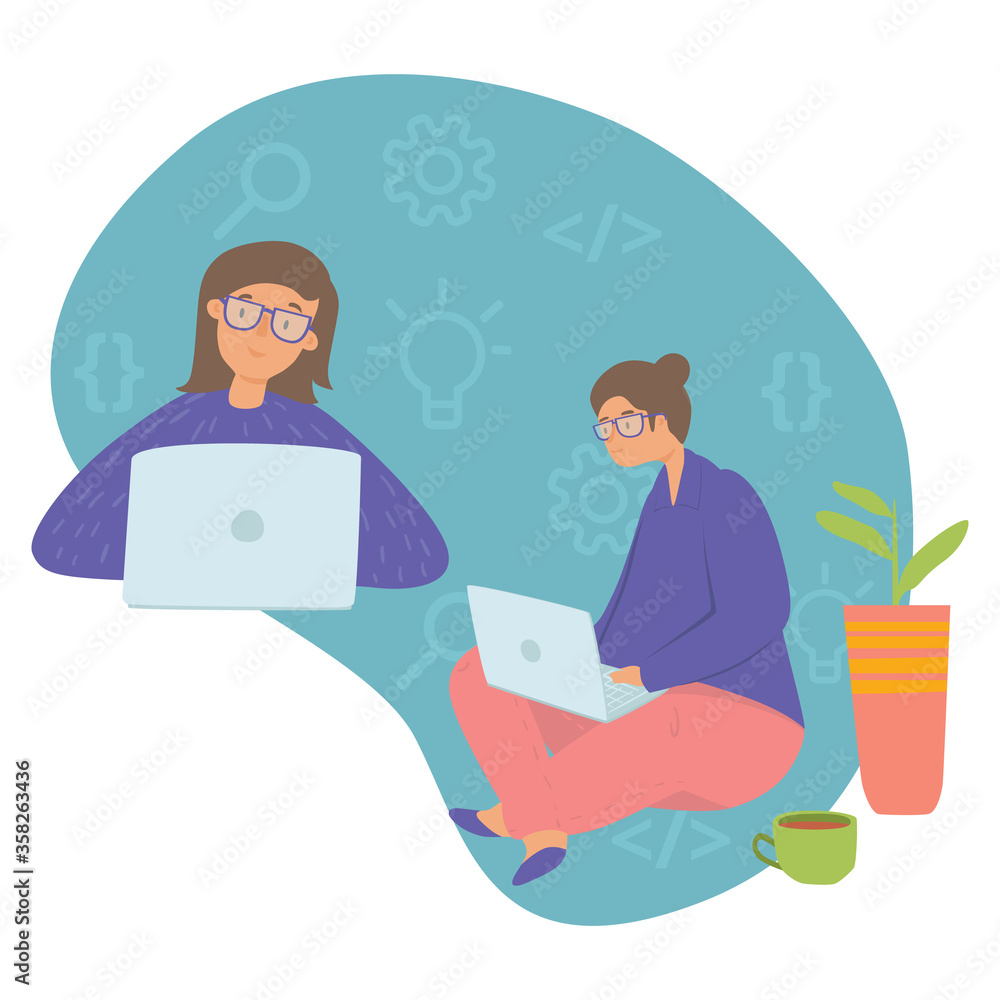 Girl in STEM flat vector illustration. E-learning, Girls in exact ...